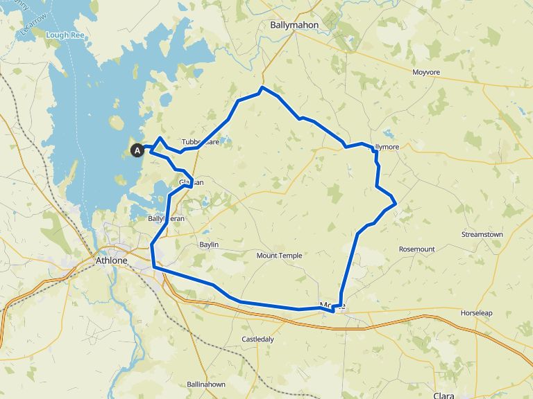 Loop de Ballymore, Moate e Ballykeeran a partir de Lough Ree | Percurso de ciclismo de estrada ...